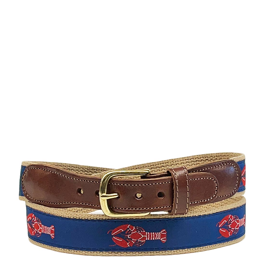 Nautical Lobster Motif Belt with Leather Tabs