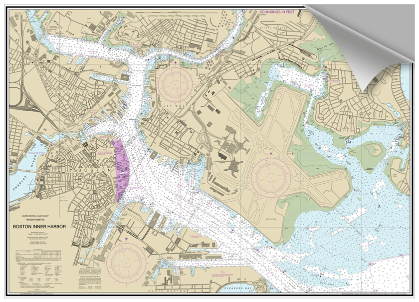 Peel and Stick Nautical Chart of Boston's Inner Harbor: Prestons