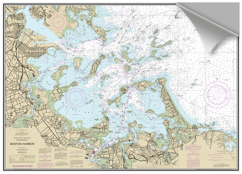 Peel and Stick Nautical Chart of Boston Outer Harbor: Prestons